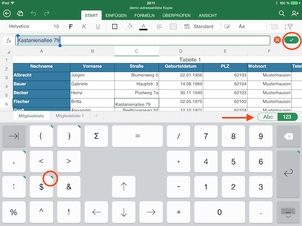 Excel F rs IPad Die Tastatur Auf Dem IPad